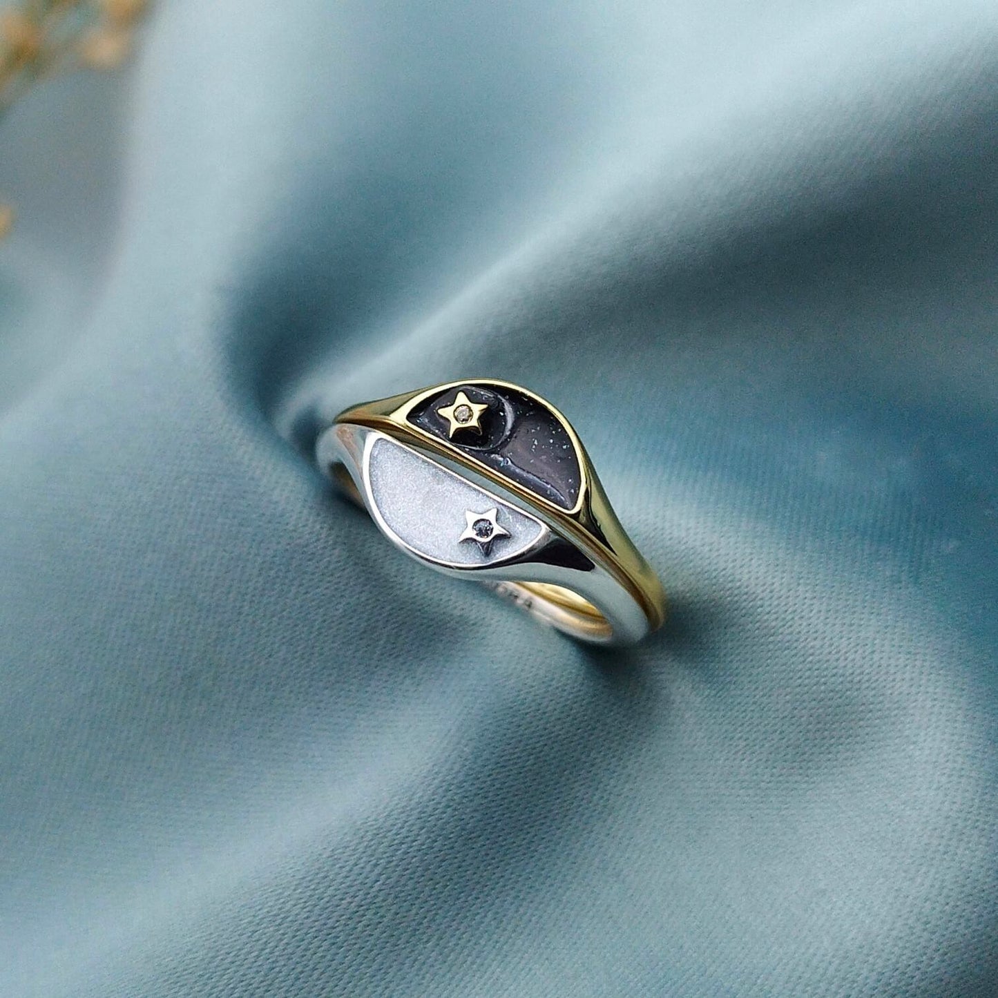 Anillo doble Mitad Sello – Pedra Joyas